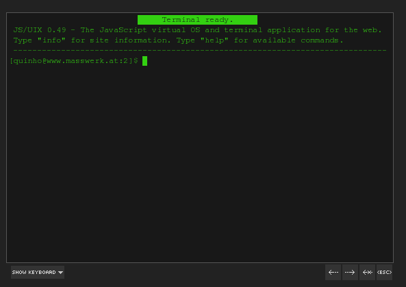 Terminal Shell Em Javascript Online
